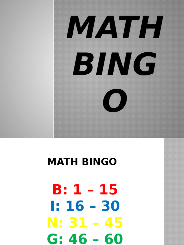 Math Bingo | PDF