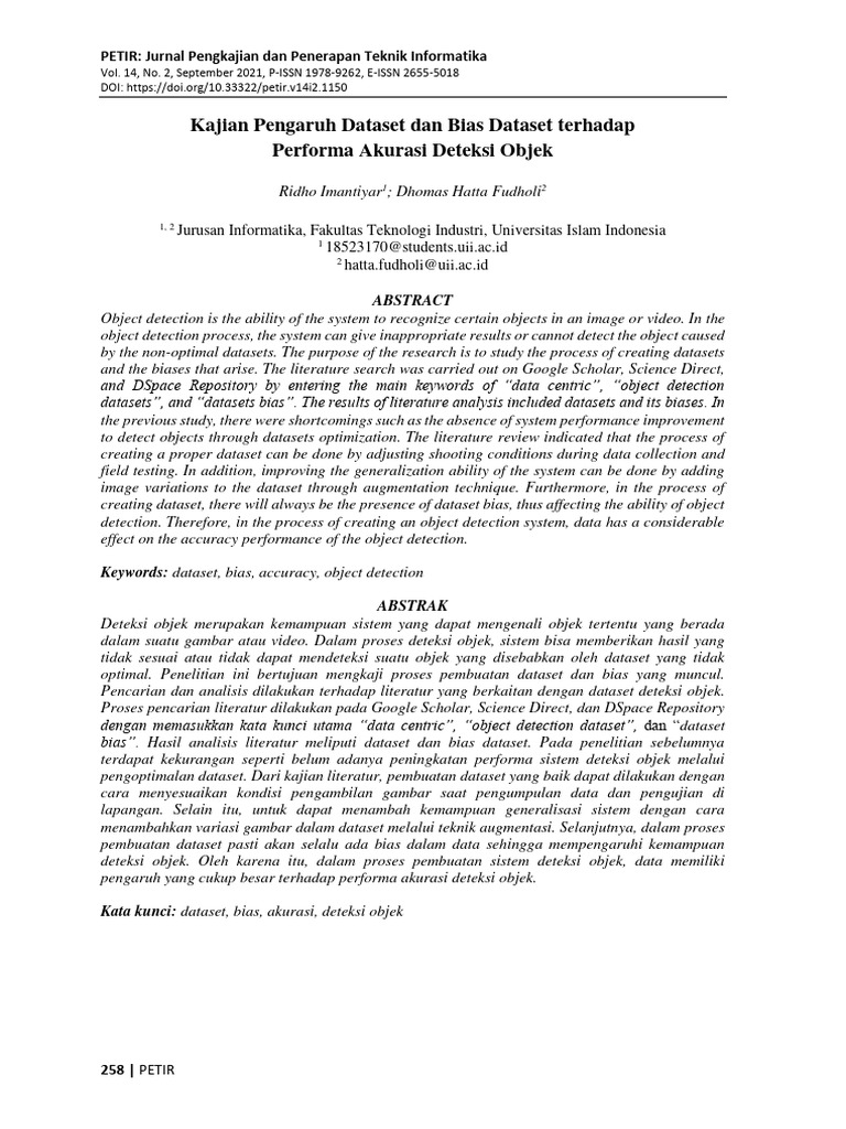 Kajian Pengaruh Dataset Dan Bias Dataset | PDF | Teknologi & Rekayasa