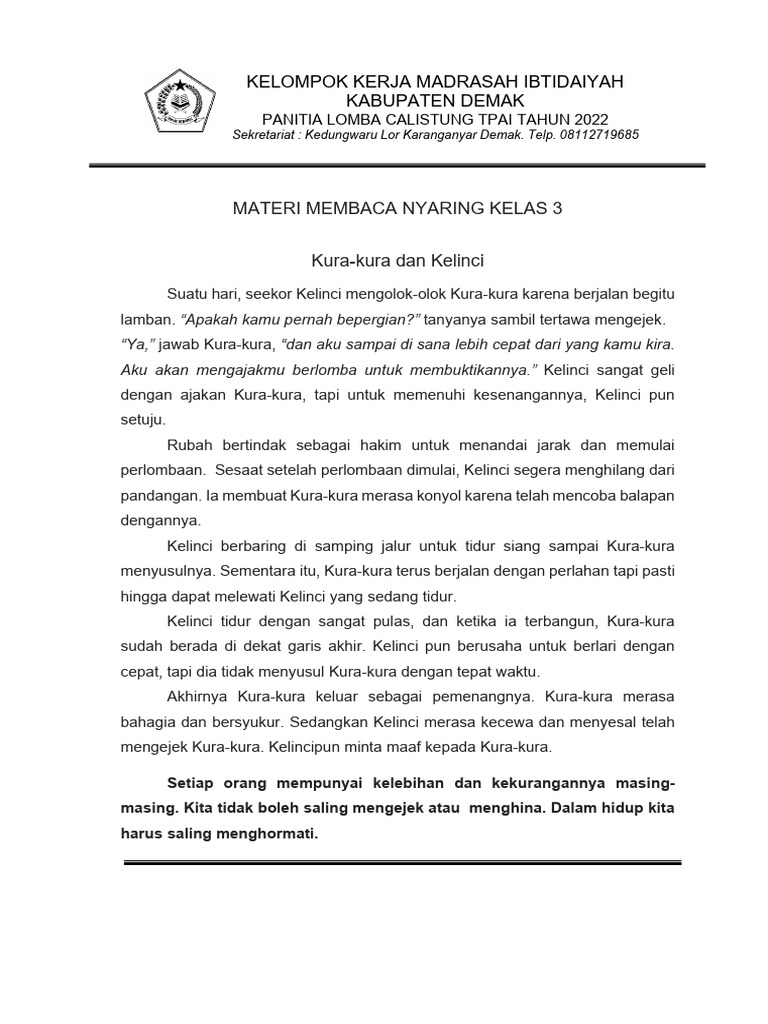 Materi Membaca Nyaring Kelas 3 SD | PDF