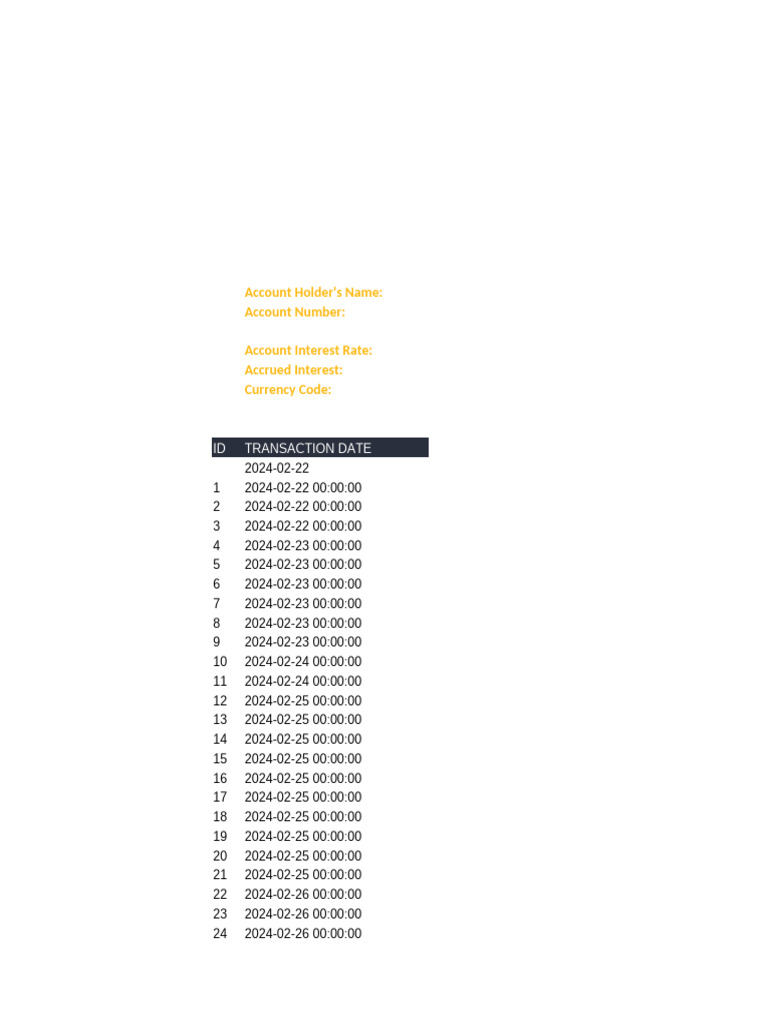 Account Holder's Name: Account Number: Account Interest Rate: Accrued ...