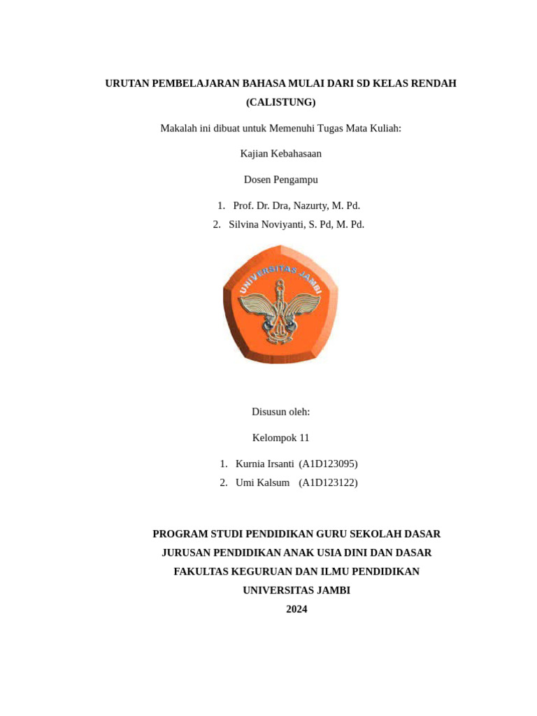 Materi 11 - Kajian - Urutan Pembelajaran Bahasa Mulai Dari SD Kelas Rendah | PDF | Karier ...