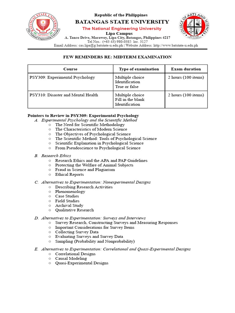 Midterm Pointers To Review | PDF | Psychological Trauma | Stress (Biology)