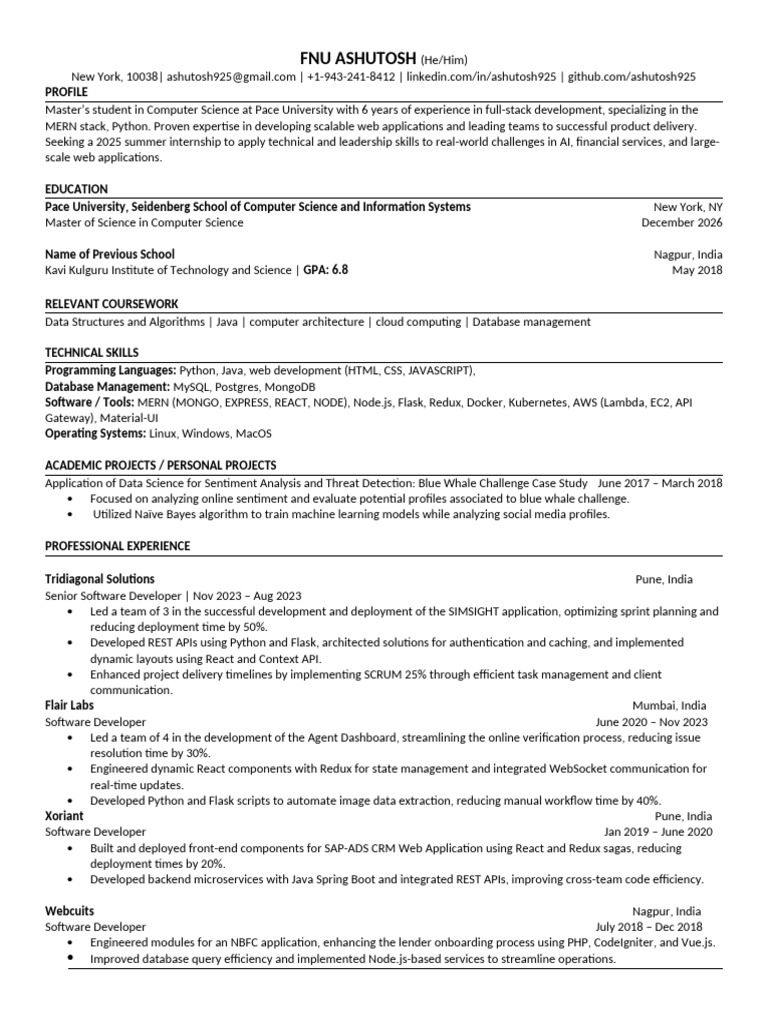 Software Engineering Web Development Game Design Resume Template Entry Level | PDF | Web ...