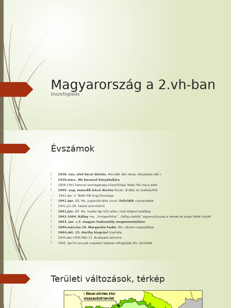 Magyarország A 2.vh-Ban: Összefoglalás | PDF