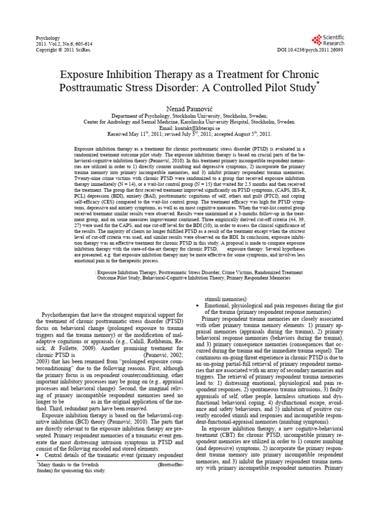 Exposure Inhibition Therapy | PDF | Psychological Trauma | Psychotherapy