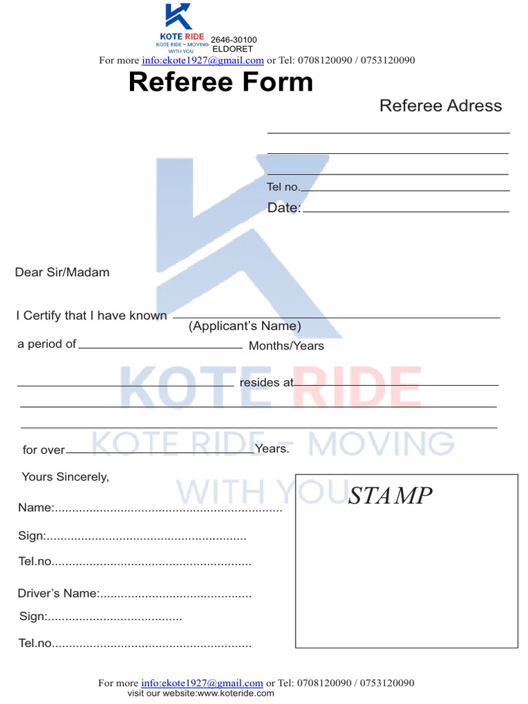 Kote Ride Completed Contract Referee Application | PDF