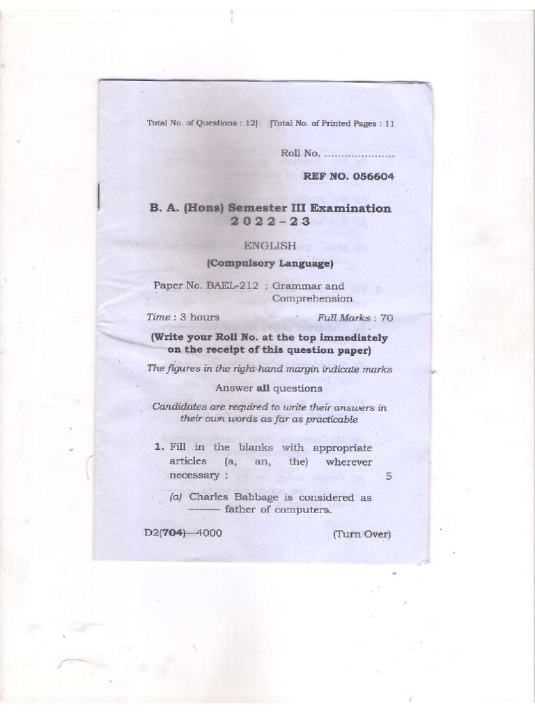 English-B.A. Sem-III BAEL-212 | PDF