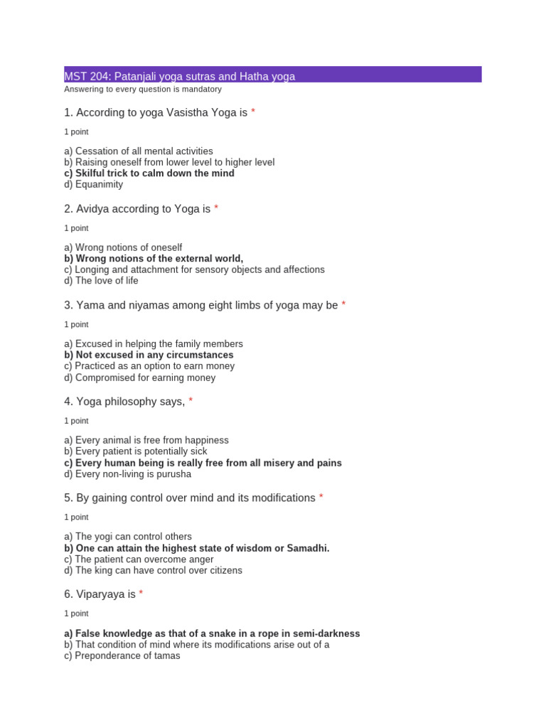 MST 204 Unit Test 1 - 2021 | PDF | Yoga | Āstika