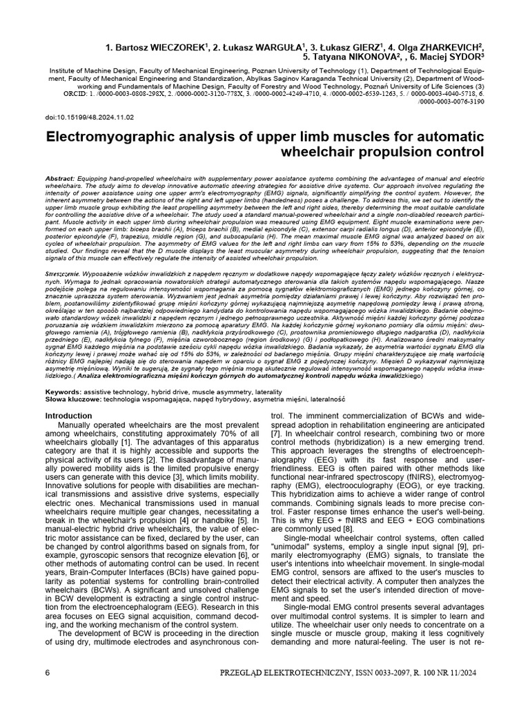 Electromyographic Analysis of Upper Limb Muscles | PDF