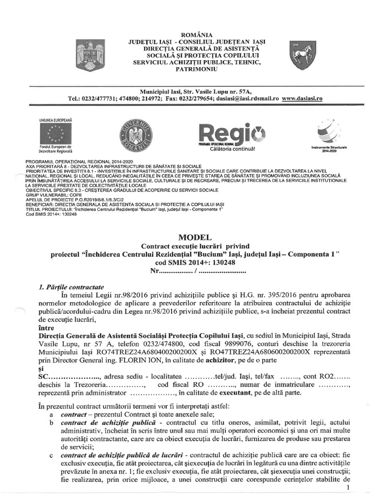 Model Contract Executie Lucrari Bucium C1 | PDF