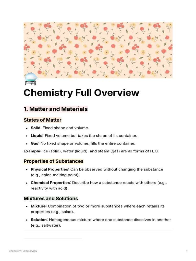 Chemistry Full Overview | PDF | Stoichiometry | Mole (Unit)