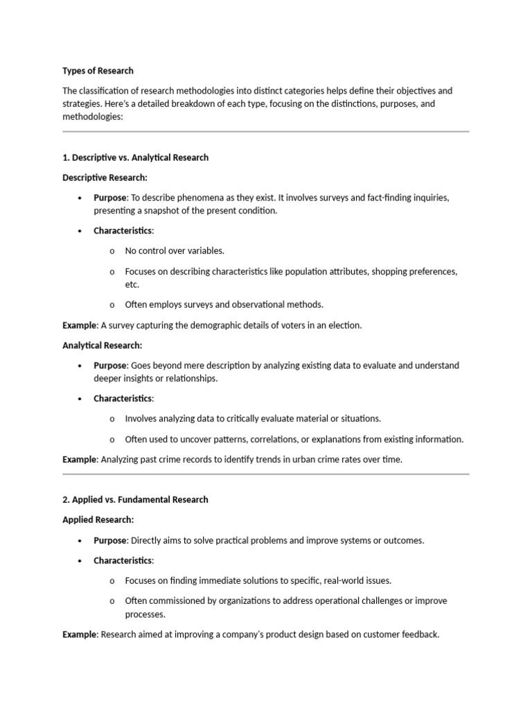 Types of Research | PDF | Experiment | Methodology