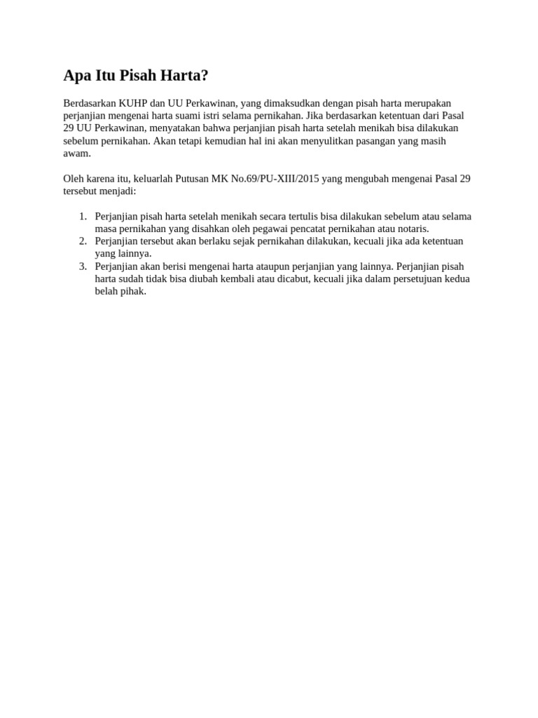 Apa Itu Pisah Harta | PDF