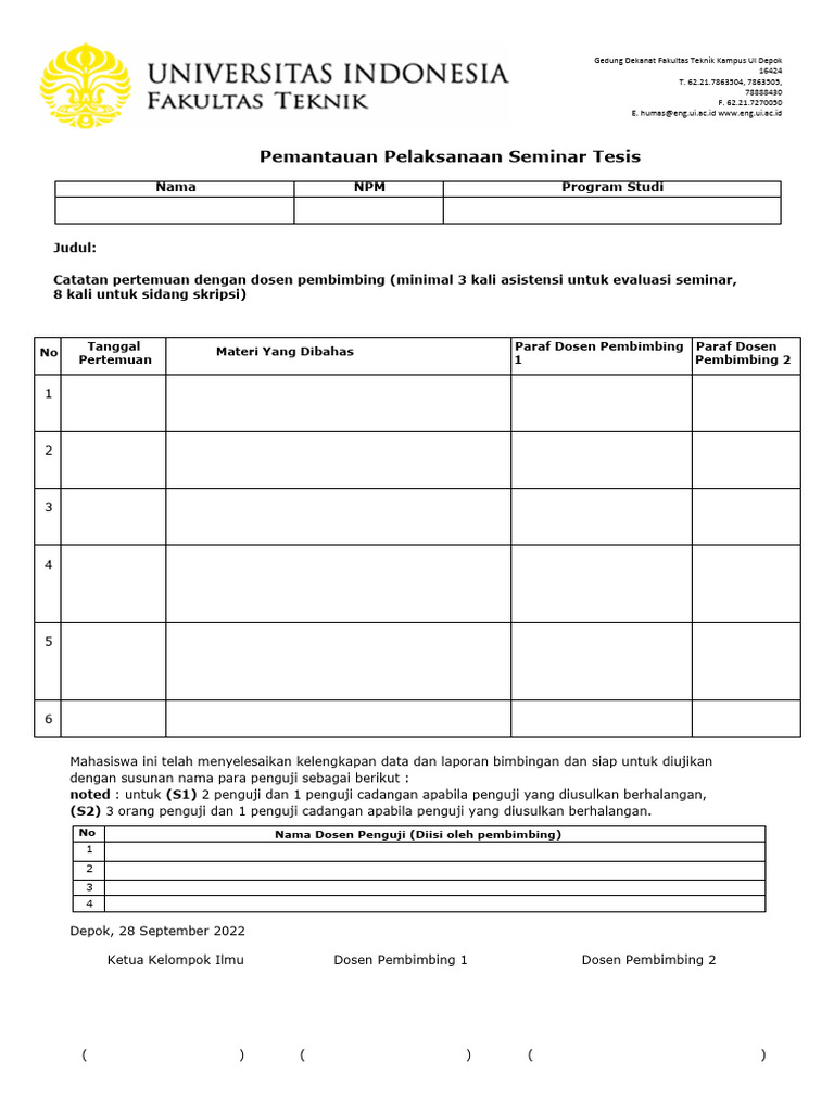 Form Bimbingan Tesis | PDF | Teknologi & Rekayasa
