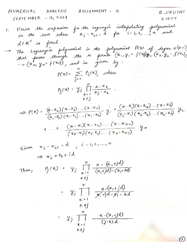 Numerical Analysis Assignment | PDF