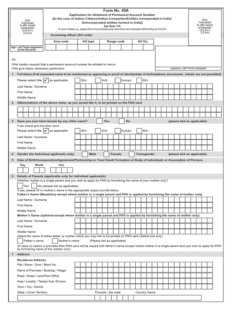 Form 49A | PDF | Identity Document