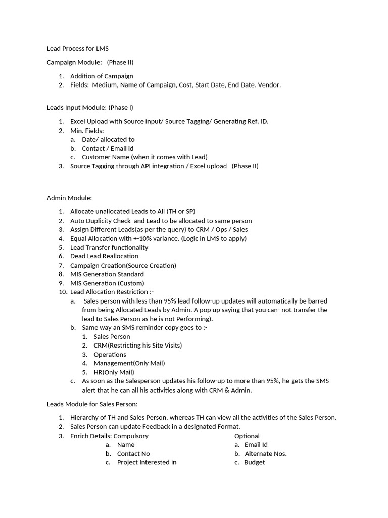 Lead Process for LMS | PDF | Computing | Software