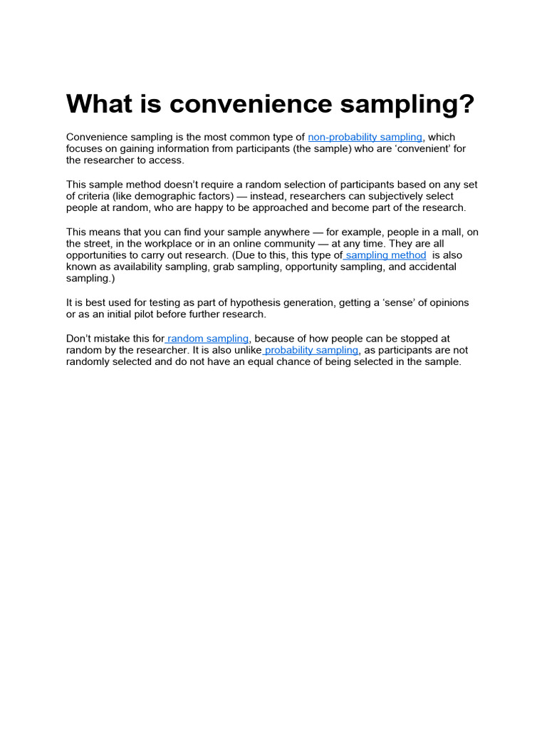 What Is Convenience Sampling | PDF | Sampling (Statistics) | Survey ...