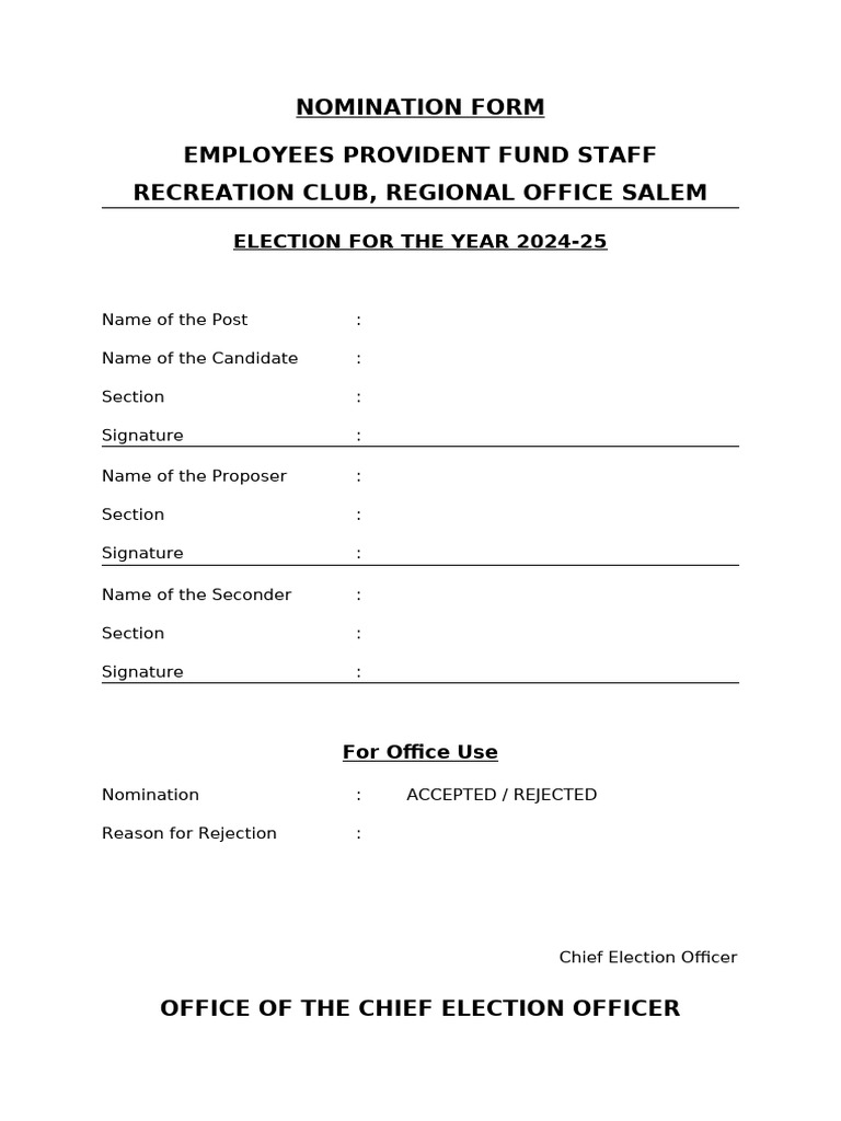 Format For EPFSRC Nomination | PDF | Business | Finance & Money Management