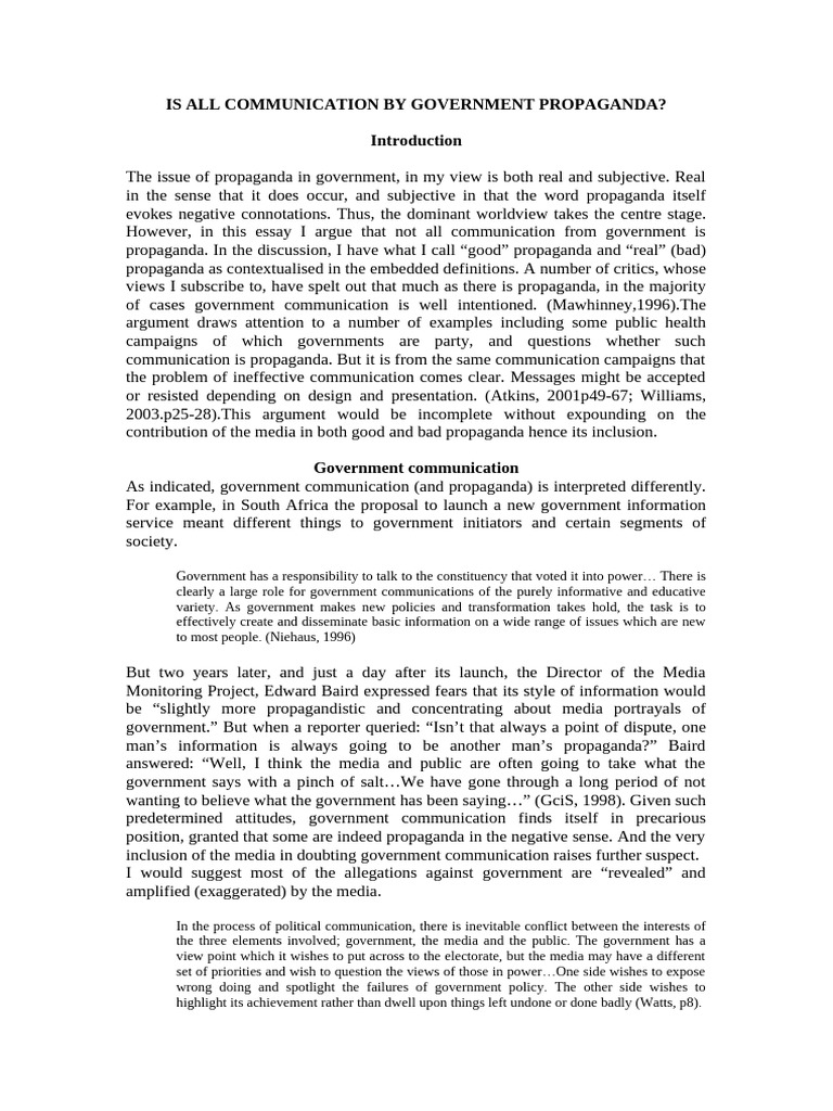 IS ALL COMMUNICATION BY GOVERNMENT PROPAGANDA? | PDF | Propaganda | Communication