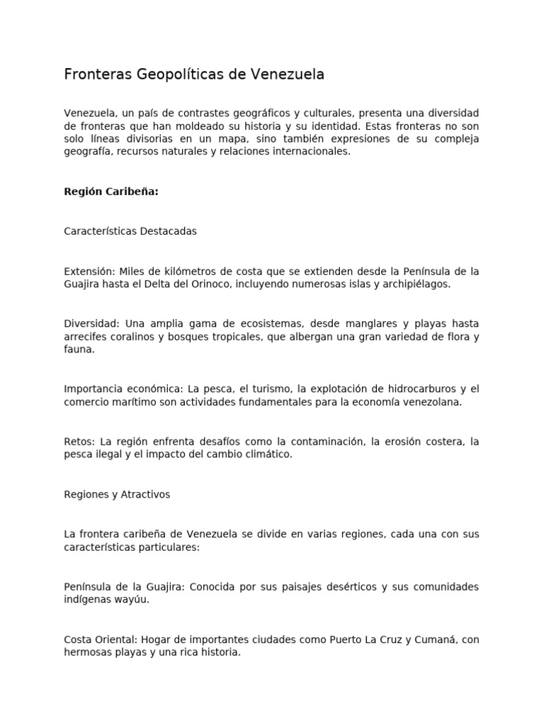 Fronteras Geopolíticas de Venezuela | PDF | Venezuela | Selva amazónica