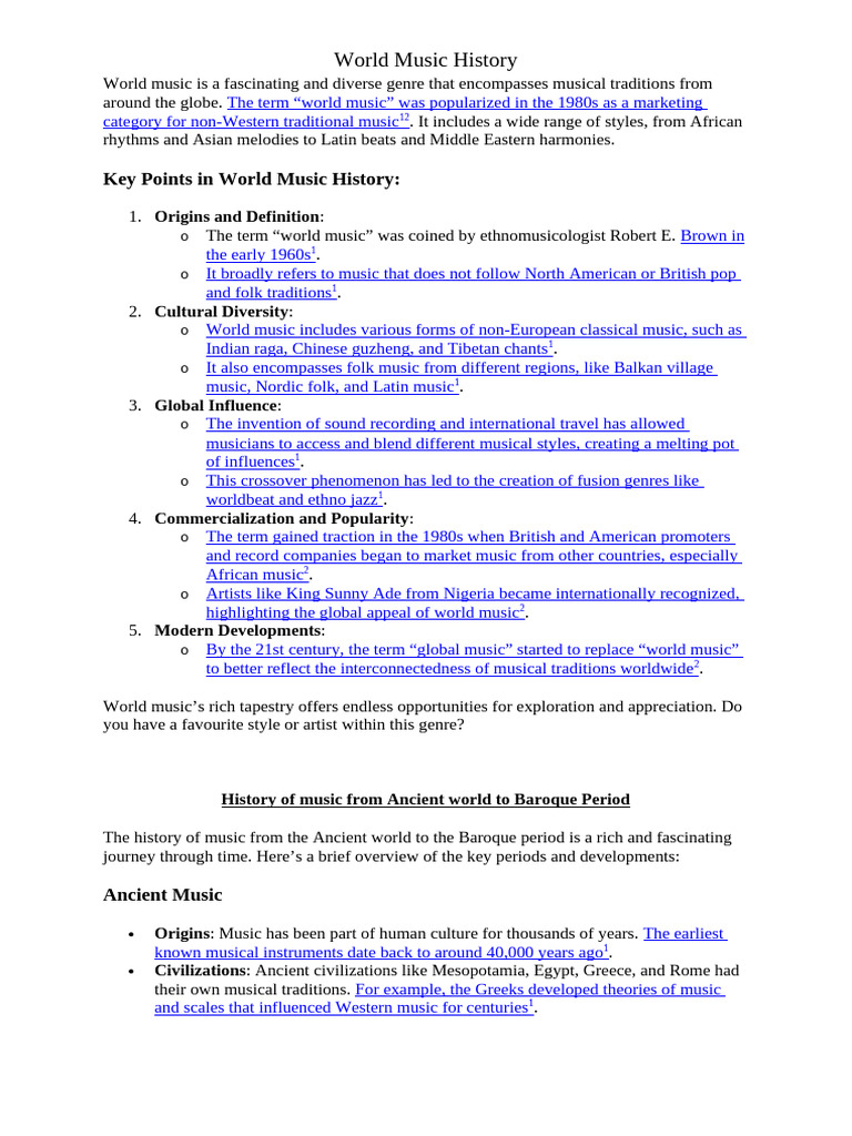 World Music History | PDF | Classical Period (Music) | Classical Music