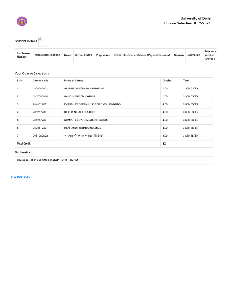Subject Selection Sem 3 | PDF