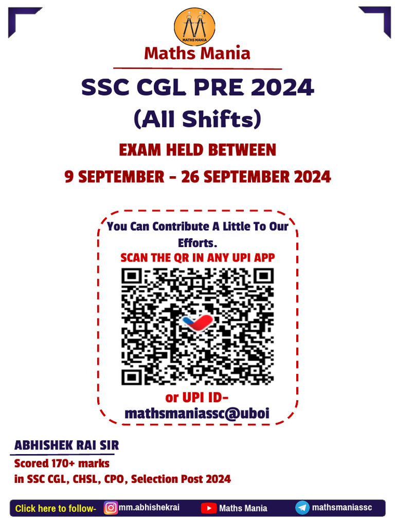 SSC CGL Pre. 2024 (Maths) Final | PDF | Perpendicular | Circle