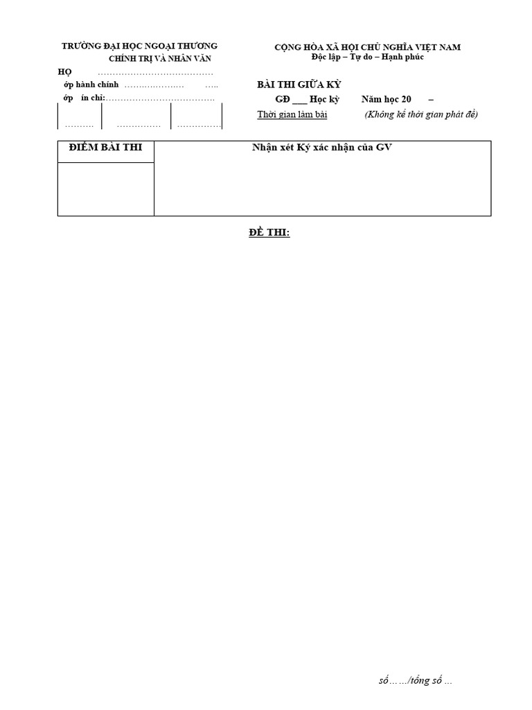 Mau Giay Kiem Tra Giua Ky | PDF