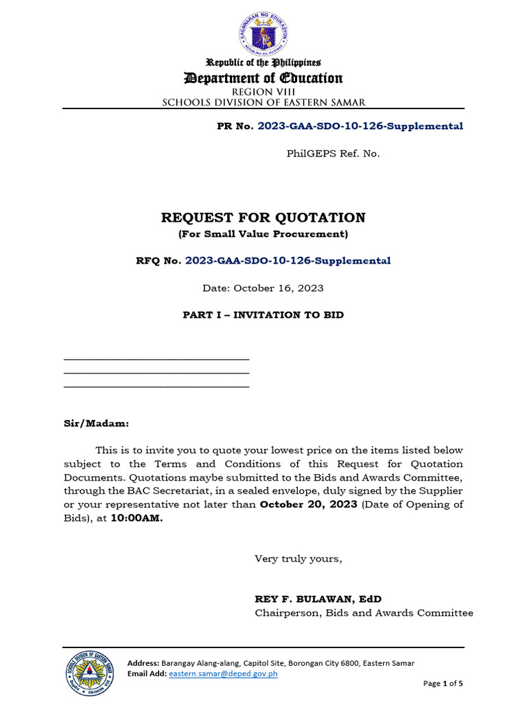 Request for Quotation: Medicines Supply | PDF