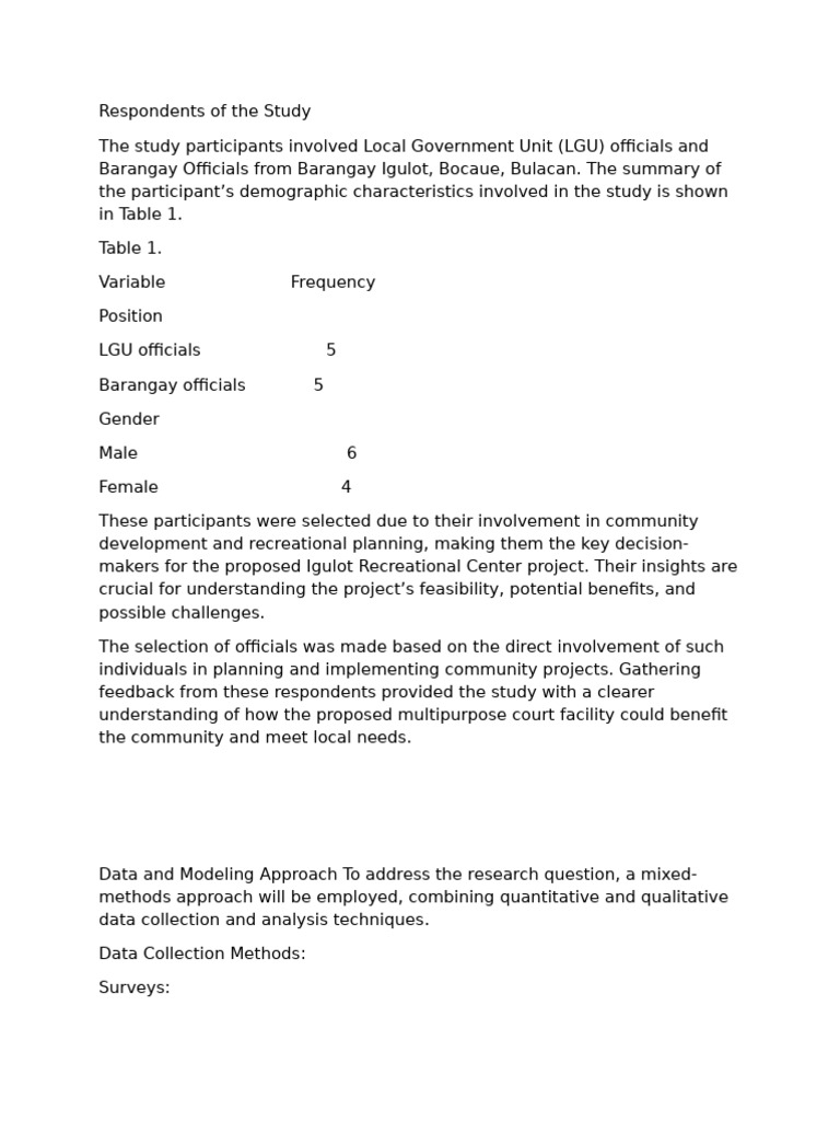 Barangay Insights on Recreational Needs | PDF | Survey Methodology ...