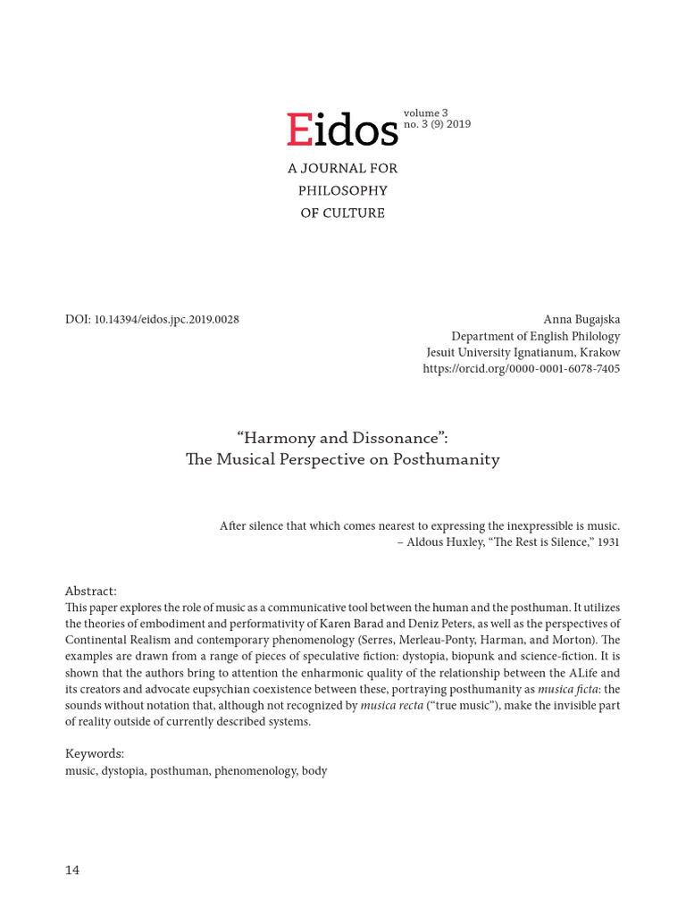 Harmony and Dissonance The Musical | PDF | Dystopia | Harmony