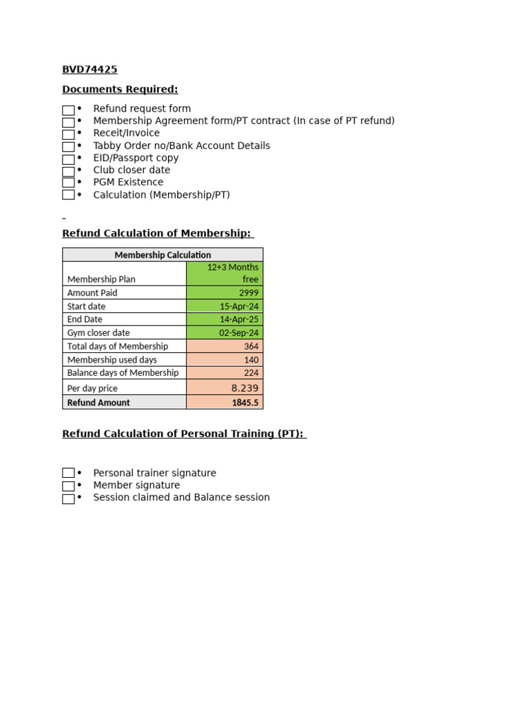 Calculations - Refund | PDF