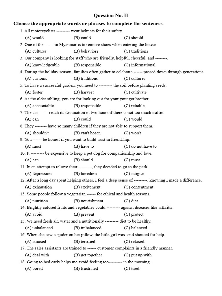 No - II English (Myanmar Exam) | PDF | Power Station | Closed Circuit ...