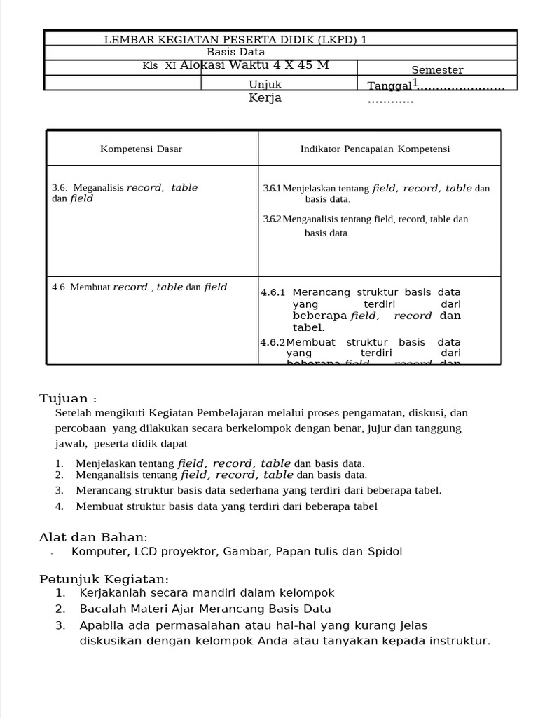 PDF Basis Data KD 36 LKPD - Compress | PDF