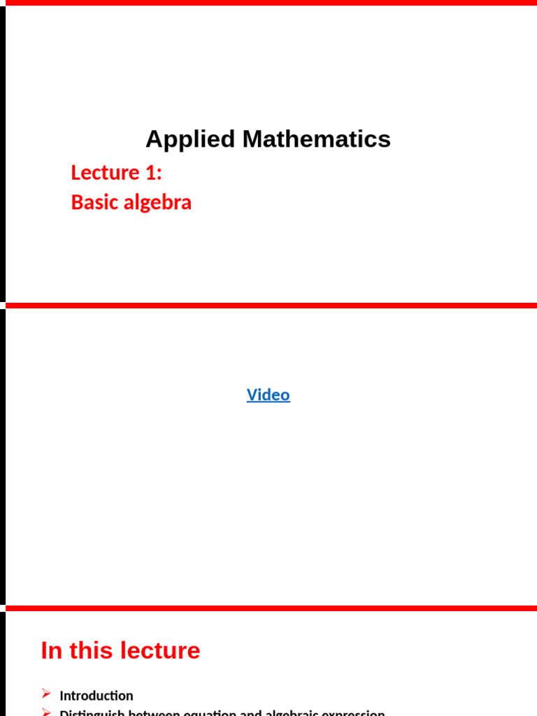 L1 Basic Algebra | PDF
