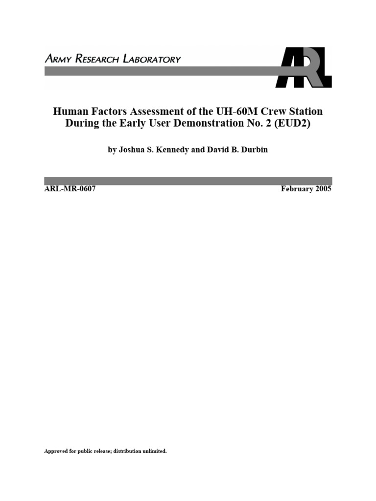 Human Factors Assessment of The UH-60M Crew Station During The Early ...