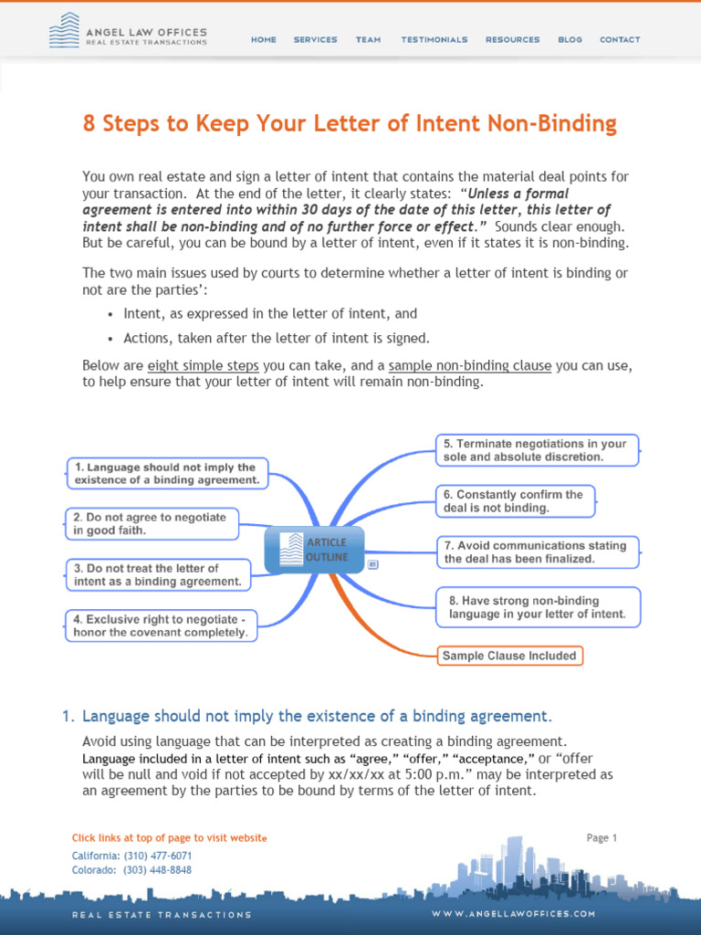 Ensuring Non-Binding Letters of Intent | PDF | Business Law | Civil Law ...