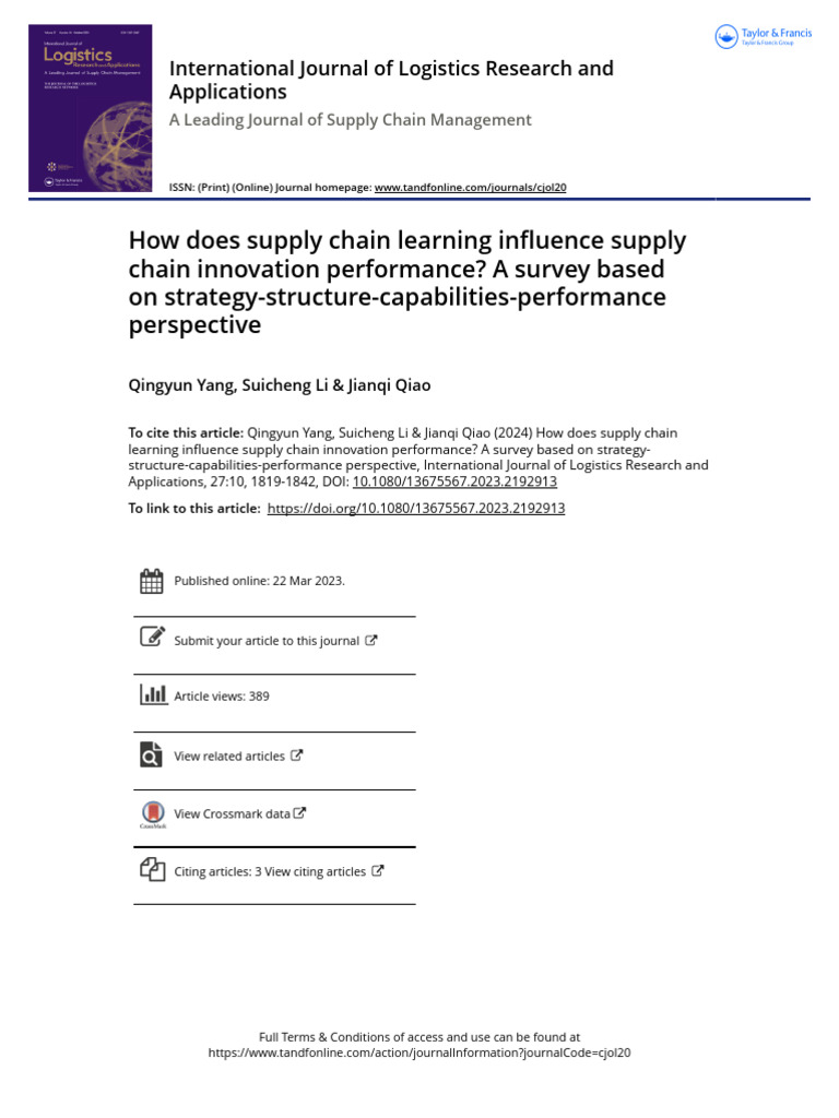 Supplier Chain Learning | PDF | Supply Chain | Social Capital