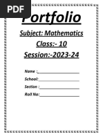 Maths Portfolio (COVER Page) - GR | PDF