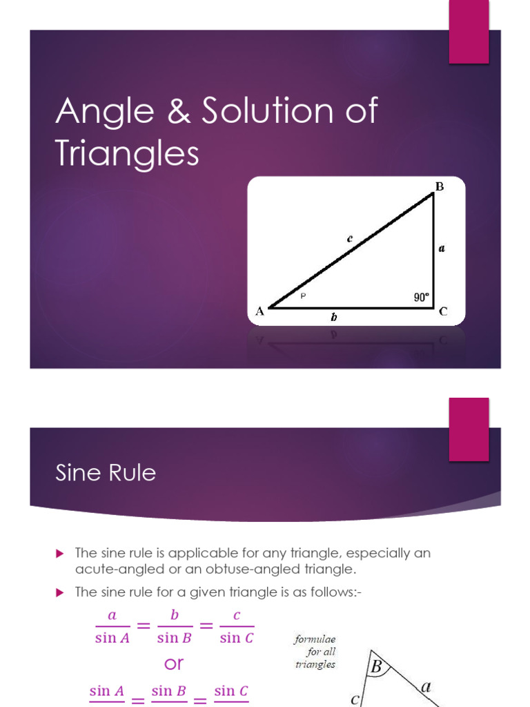 Sine and Cosine Rules in Triangles | PDF | Triangle | Elementary ...
