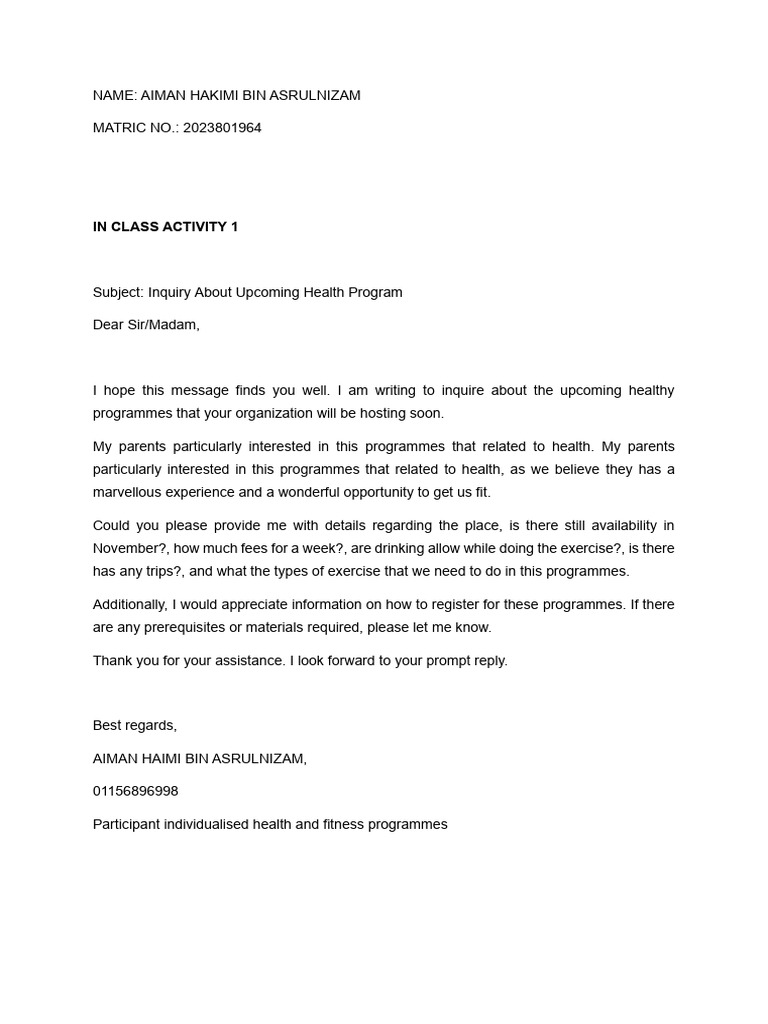 Exercise LCC Email | PDF