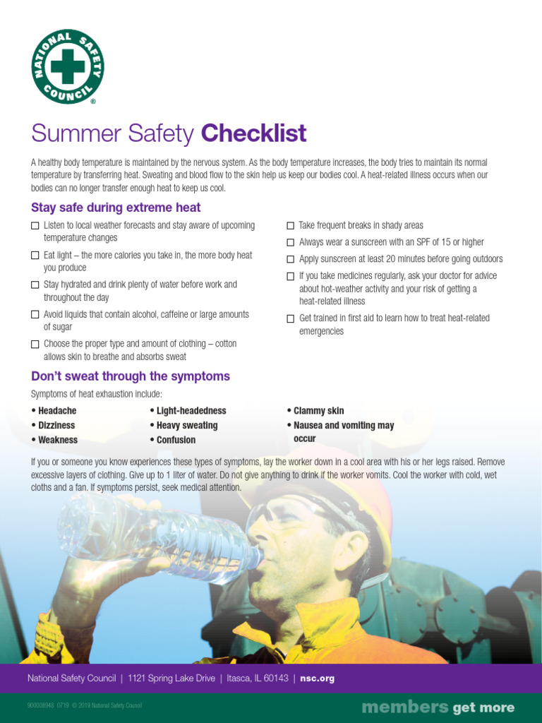 Summer Heat Safety Checklist | PDF | Hyperthermia | Causes Of Death