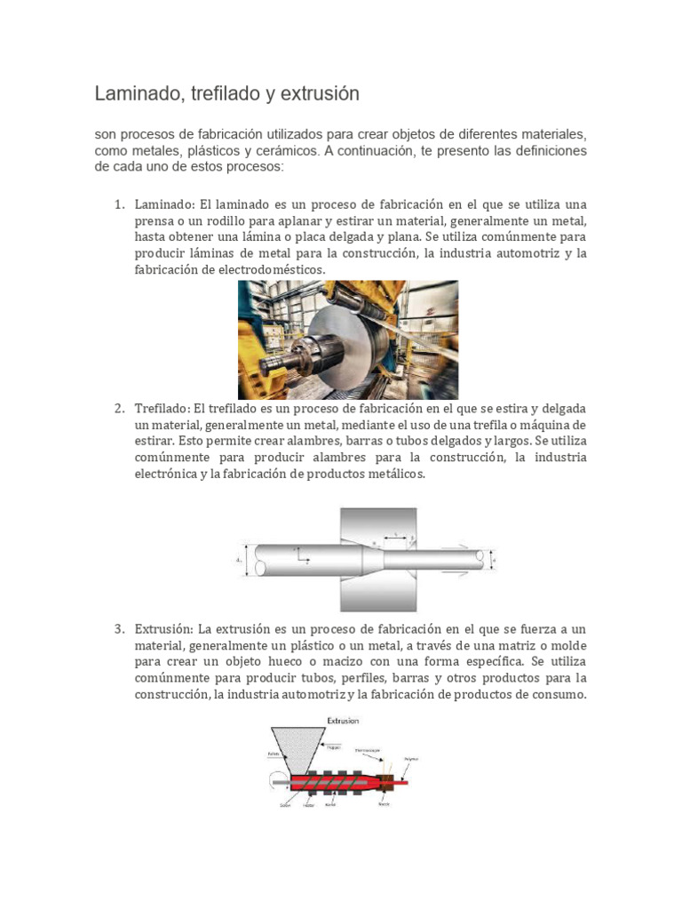Procesos de Laminado, Trefilado y Extrusión | PDF | Hogar, jardinería y ...