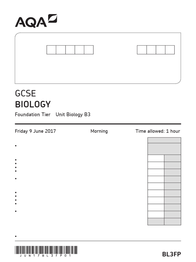 GCSE Biology Exam Paper | PDF | Blood | Heart