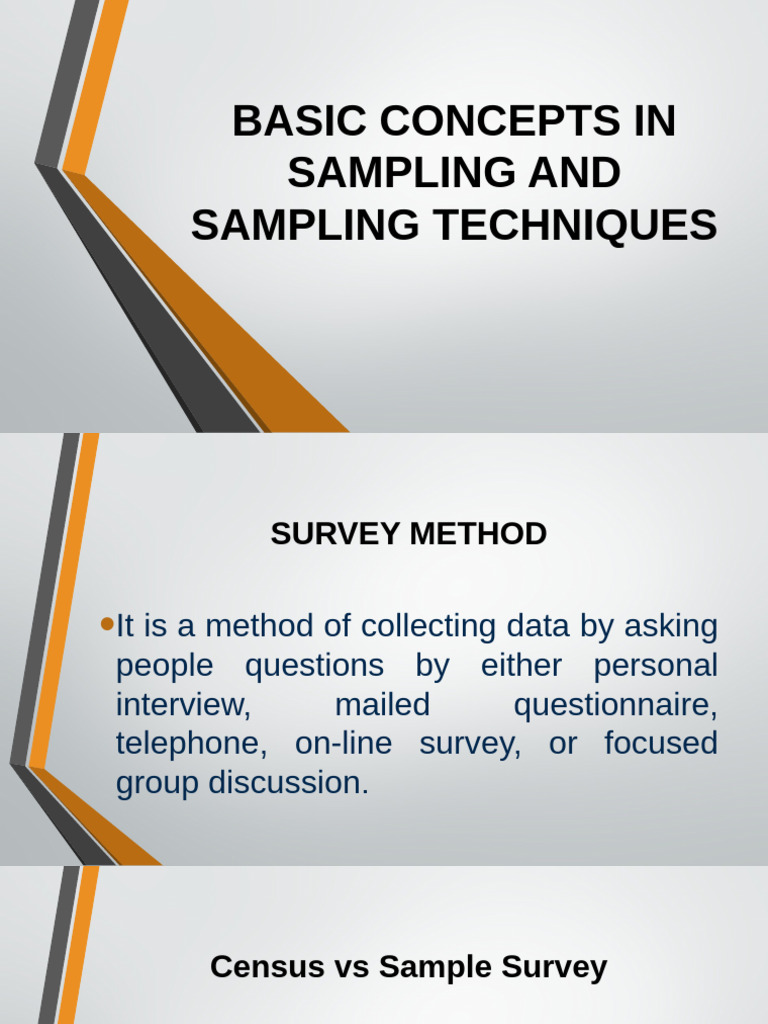 Basic Concepts in Sampling and Sampling Techniques | PDF | Sampling (Statistics) | Survey ...