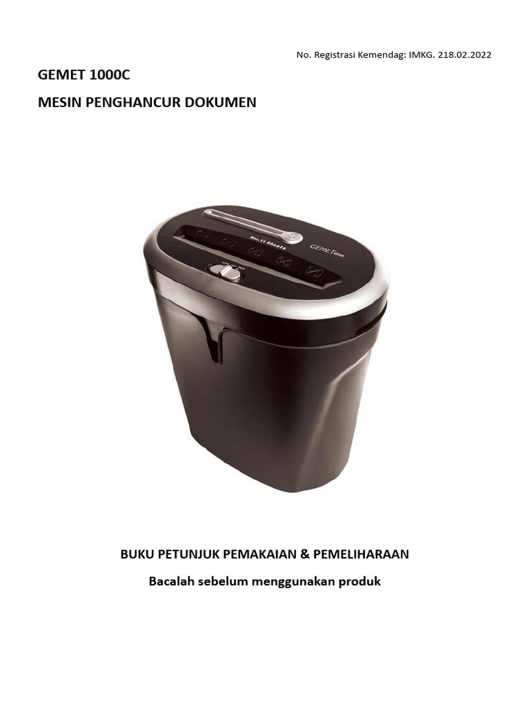 Panduan Penggunaan Mesin GEMET 1000C | PDF