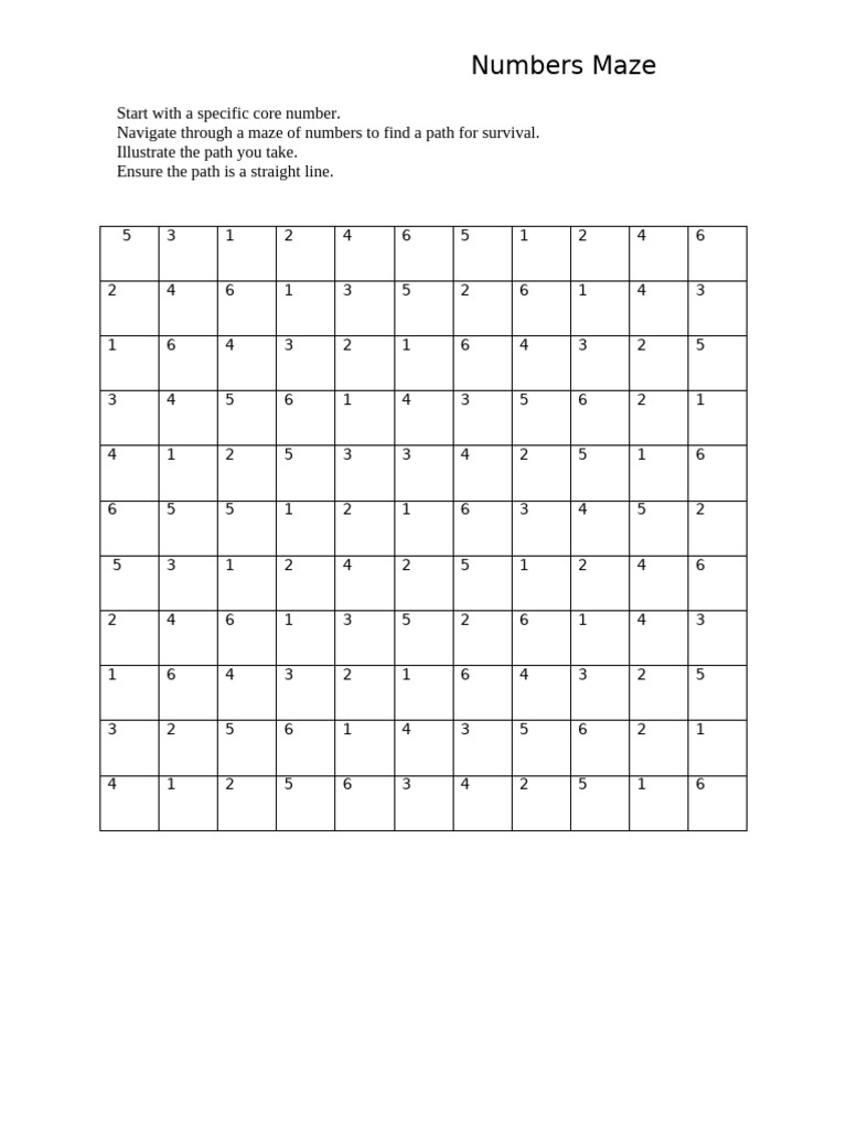 Numbers Maze | PDF