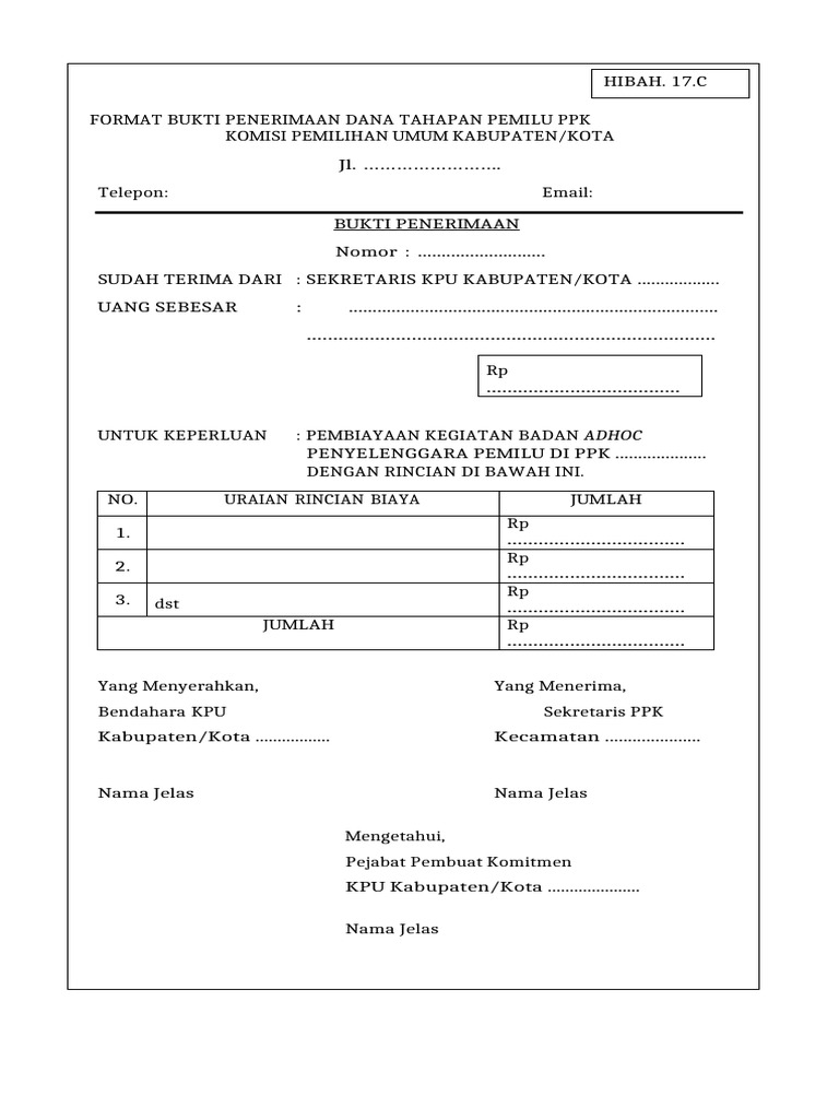 HIBAH.17.C Bukti Penerimaan PPK | PDF | Pengelolaan Keuangan & Uang | Game & Aktivitas