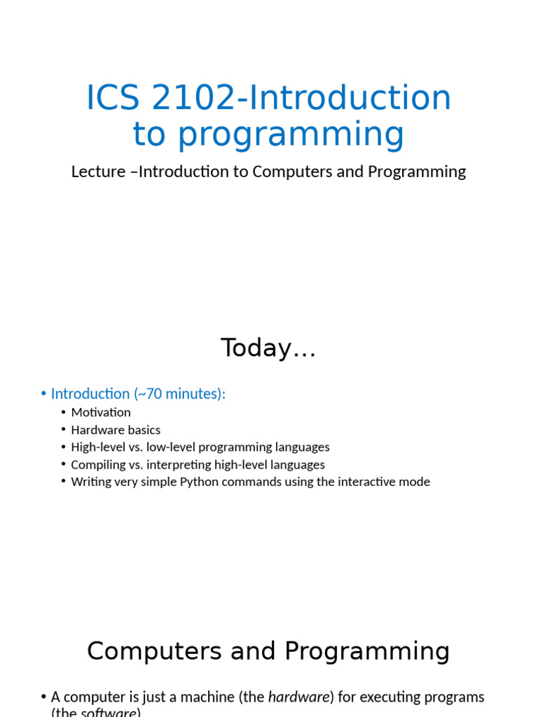 ICS 2102-Lecture 2 Programming Concepts | PDF | Computer Data Storage | Programming